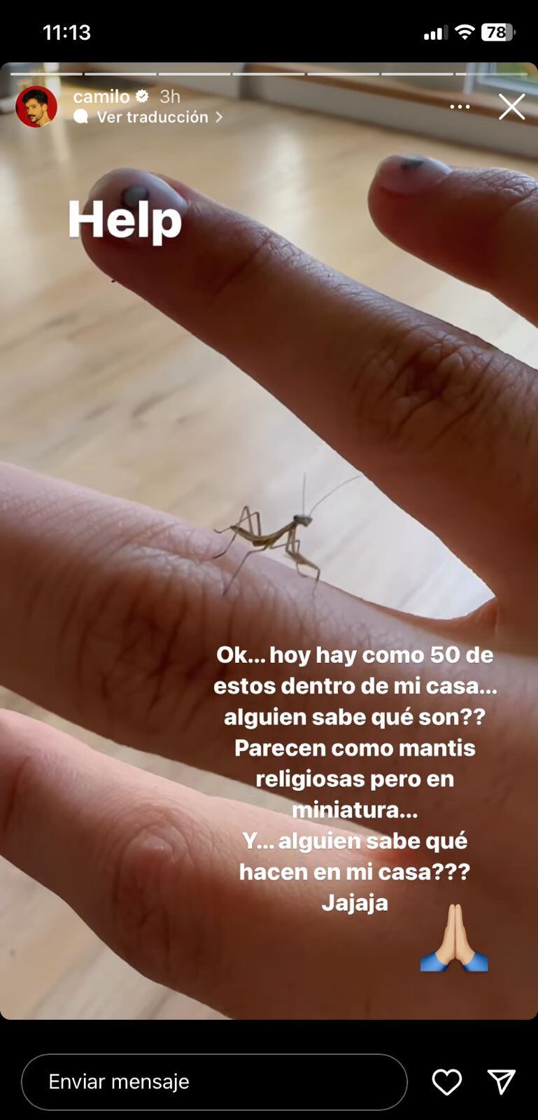 Camilo pide ayuda a sus seguidores por animal que invadió su casa ...