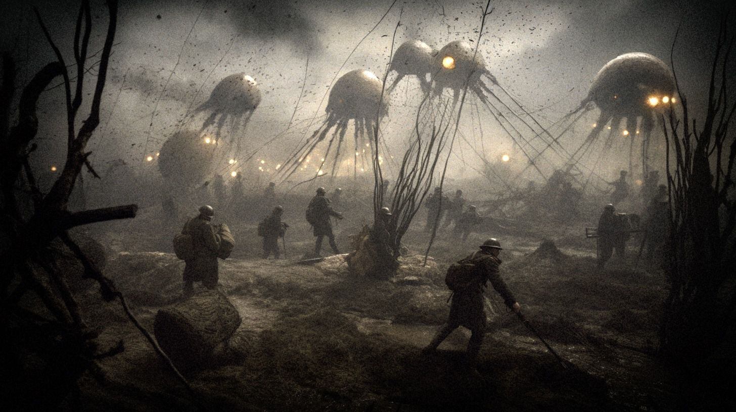 Descubre cómo se vería “La primera guerra mundial alienígena” según una inteligencia artificial ...